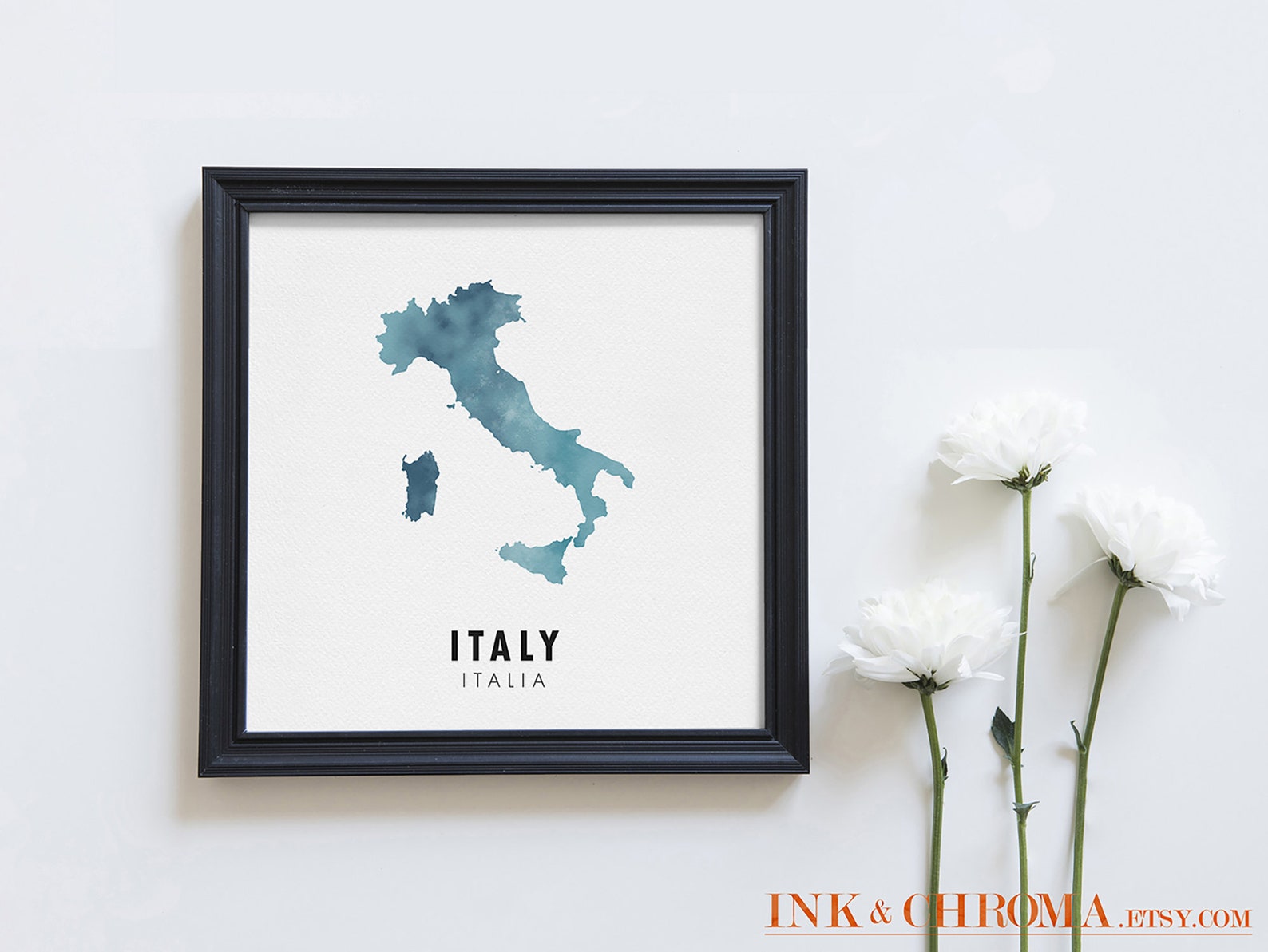 Ocean Blue Italy Print Map Poster Italia Art Italian Map - Etsy UK