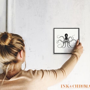 Octopus Print, Home Decor, Office Art, 8x10 / 8x8 Square / 5x7 Print ...