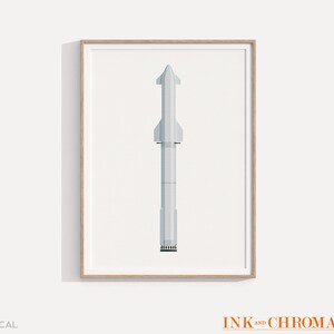 Starship and Super Heavy Booster Stacked Print, Spacex Rocket Ship ...
