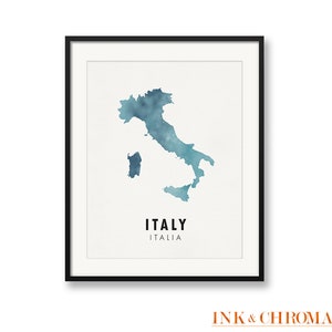 Ocean Blue, Italy Print, Map Poster, Italia Art, Italian Map, Travel ...