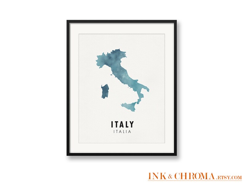 Ocean Blue Italy Print Map Poster Italia Art Italian Map - Etsy UK