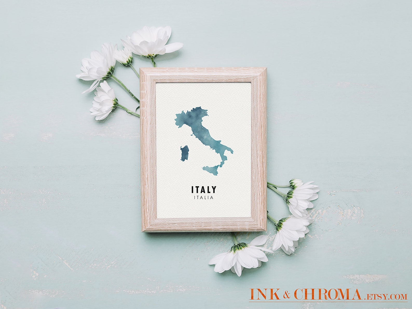 Ocean Blue Italy Print Map Poster Italia Art Italian Map - Etsy UK