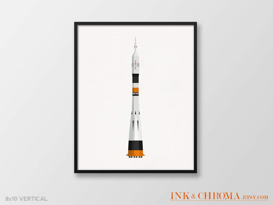 Soyuz Rocket Print, Rocket Ship Print, Space Art, Science Gift, ISS ...