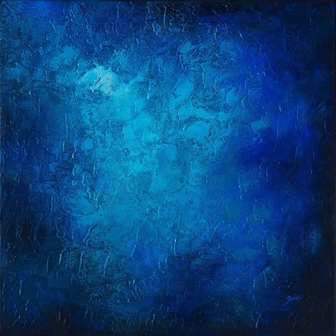 Original Acrylic Painting on Canvas "blue Ocean", Blue Abstract ...