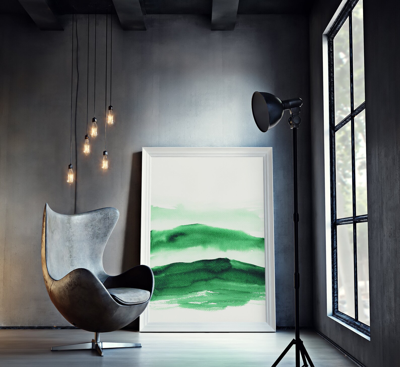 Abstract Green Art, Green Painting Printable, Modern Posters, Forest ...