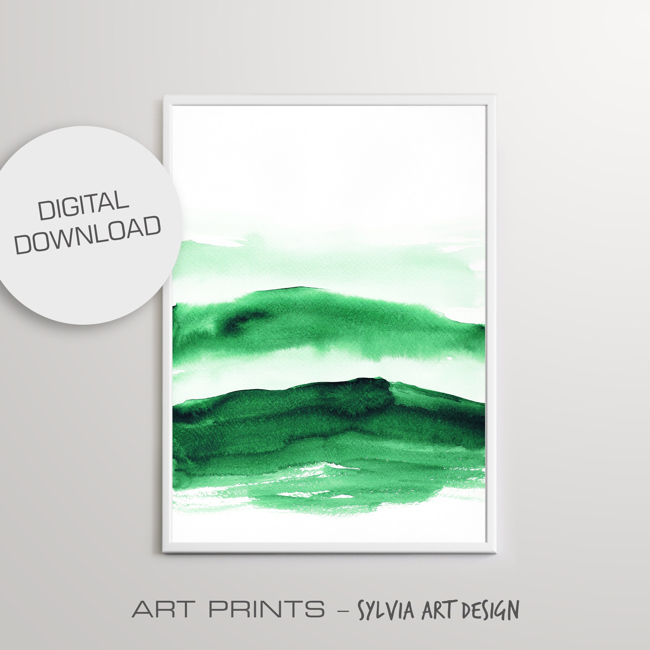 Abstract Green Art, Green Painting Printable, Modern Posters, Forest ...