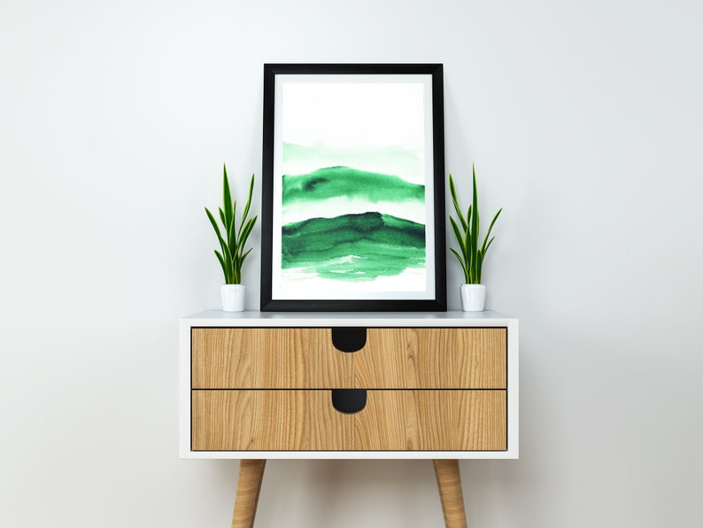 Abstract Green Art, Green Painting Printable, Modern Posters, Forest ...