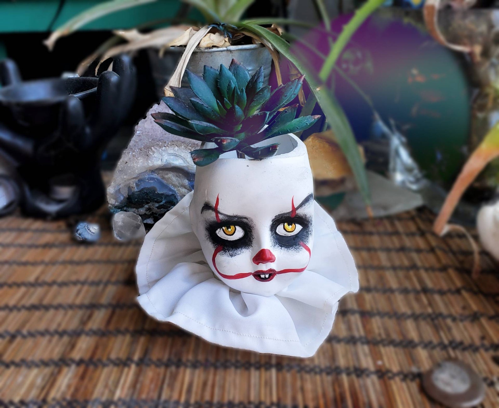 Creepy Doll Head Clown Planter Hand Painted by Myself With - Etsy