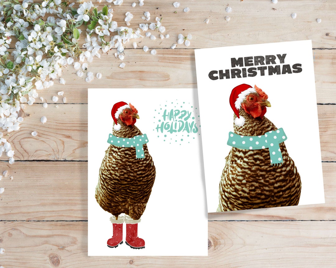 Funny Chicken Christmas Card, Downloadable and Printable Digital File ...