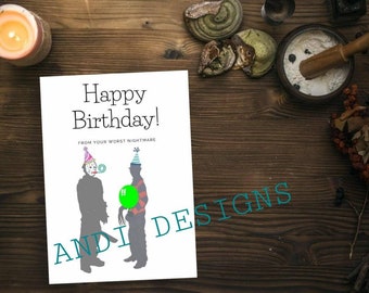 Horror Printable Birthday Card - Etsy