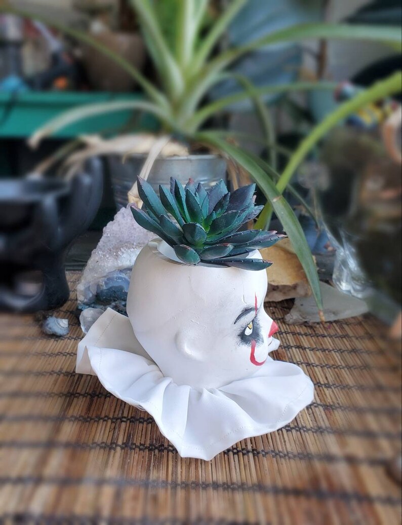 Creepy Doll Head Clown Planter Hand Painted by Myself With - Etsy