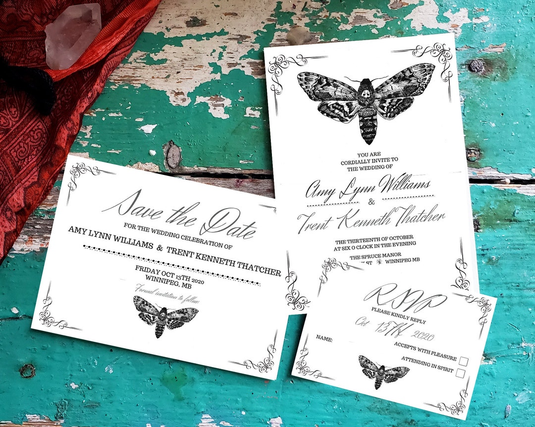 Moth, Deaths Head Hawk Moth Wedding Invitations Downloadable Package to ...