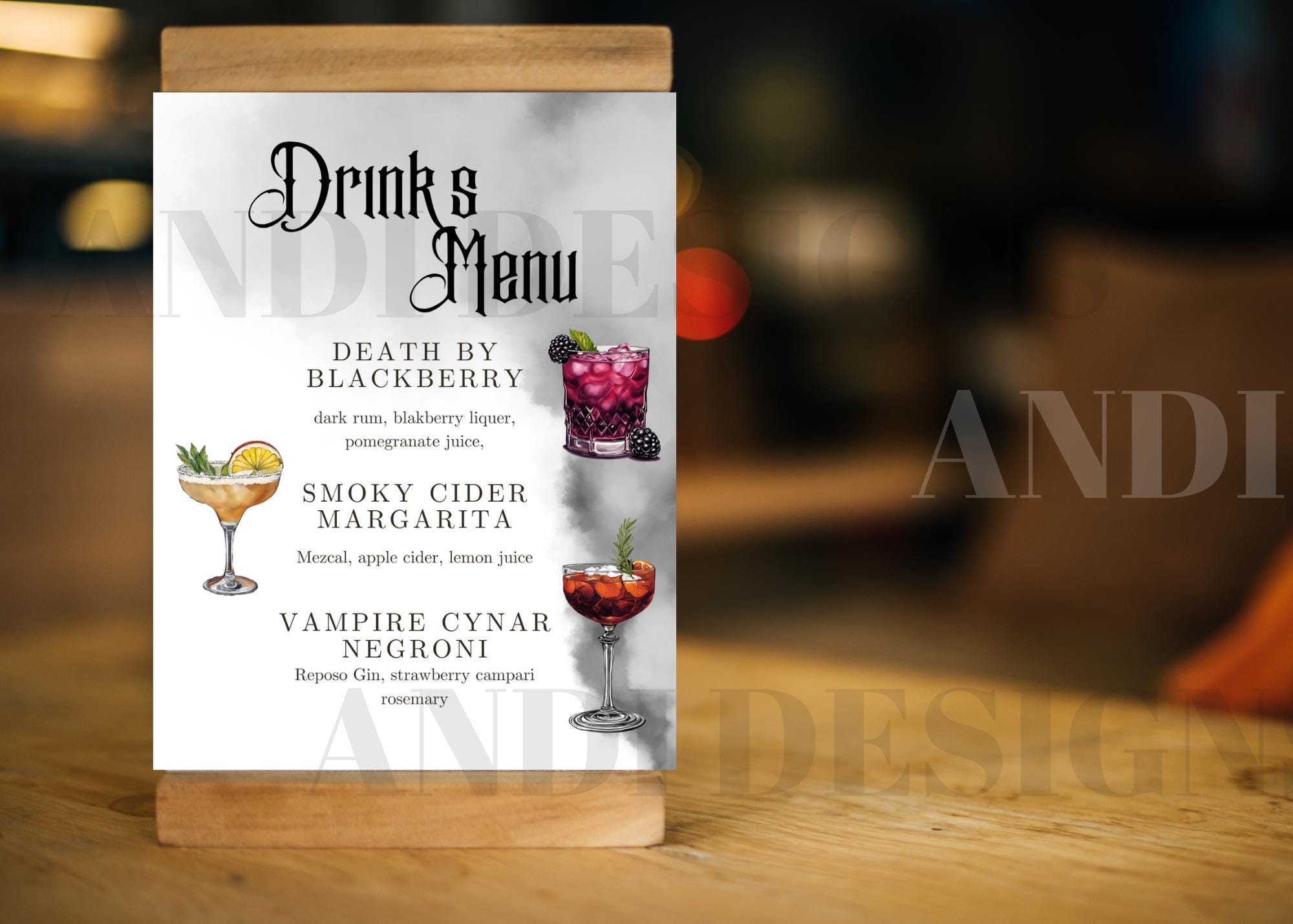 Gothic Drink Menu With Dark Theme Drinks, Drink List With Recipes and ...