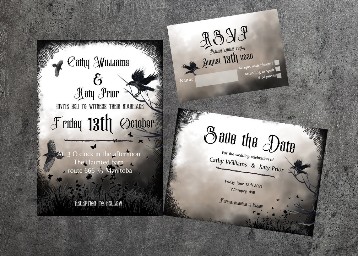 Dark Crows Gothic Wedding or Event Invitation Package - Etsy