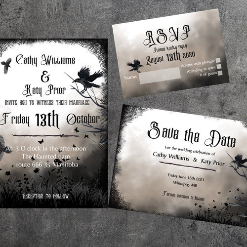 Dark Crows Gothic Wedding or Event Invitation Package - Etsy