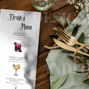 Gothic Drink Menu With Dark Theme Drinks, Drink List With Recipes and ...