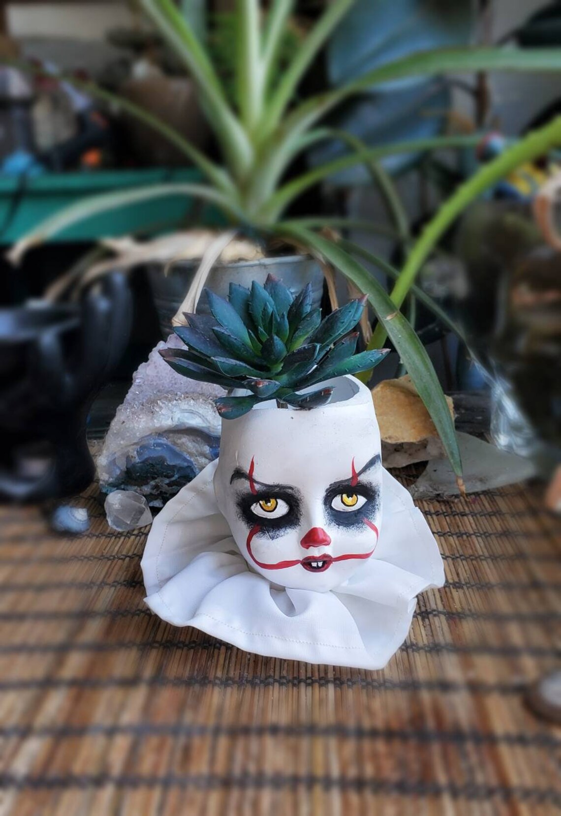 Creepy Doll Head Clown Planter Hand Painted by Myself With - Etsy