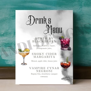 Gothic Drink Menu With Dark Theme Drinks, Drink List With Recipes and ...