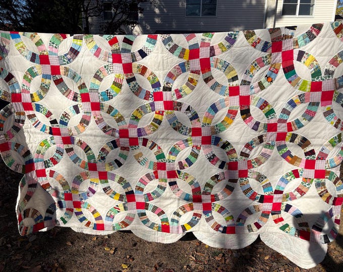 Vintage Amish Double Wedding Ring Quilt - Etsy