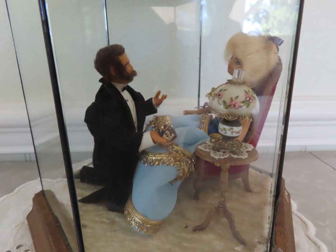 The Proposal Vintage Hand Made Miniature Diorama Victorian Man ...