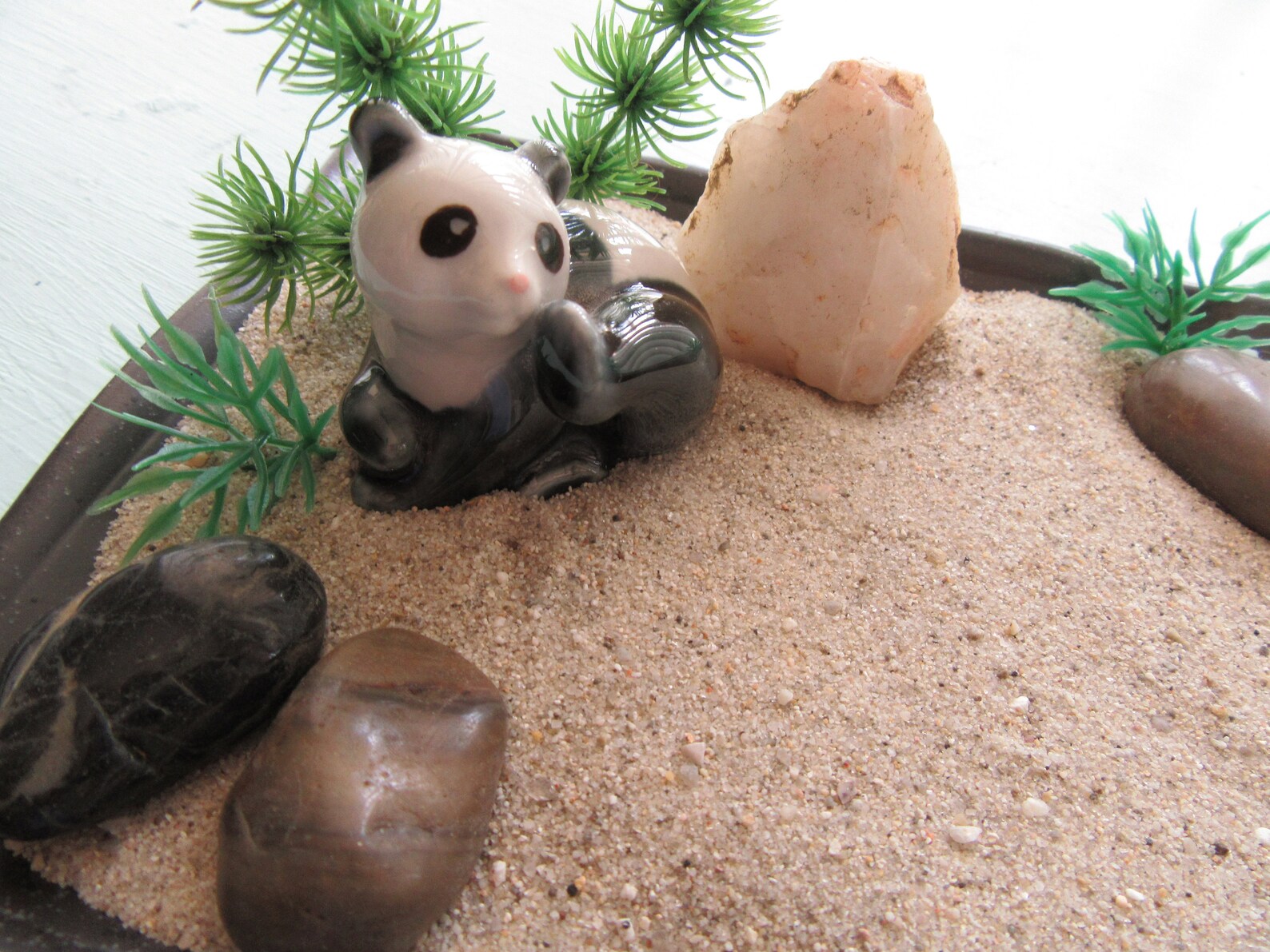 Mini Zen Garden Kit: Panda Figurine, Rocks, Rake - Etsy