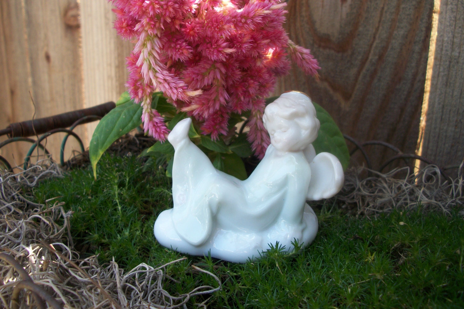 Miniature Fairy Garden Angel on a Cloud Porcelain Figurine Russ Berries ...