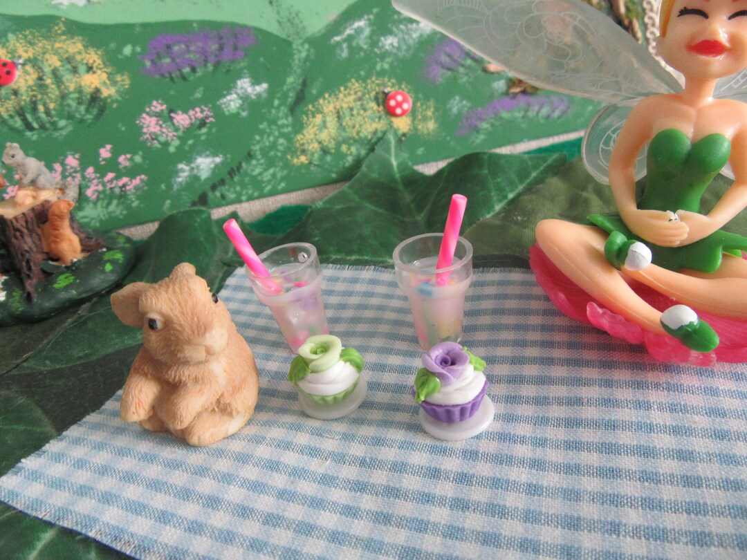 Miniature Fairy Garden Candy Milkshake Drink Cupcake Button Fabric ...