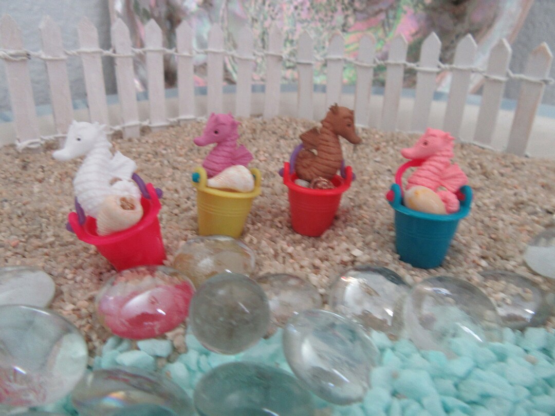 Miniature Fairy Beach Pail Bucket Seahorse Sea Shells Sand Toys ...