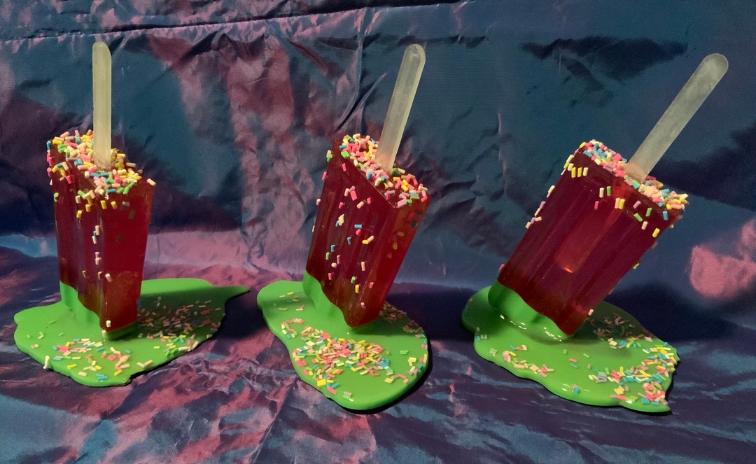 Melting Ice Lolly Sculpture. Resin Popsicle. Sprinkles, Colourful Balls ...