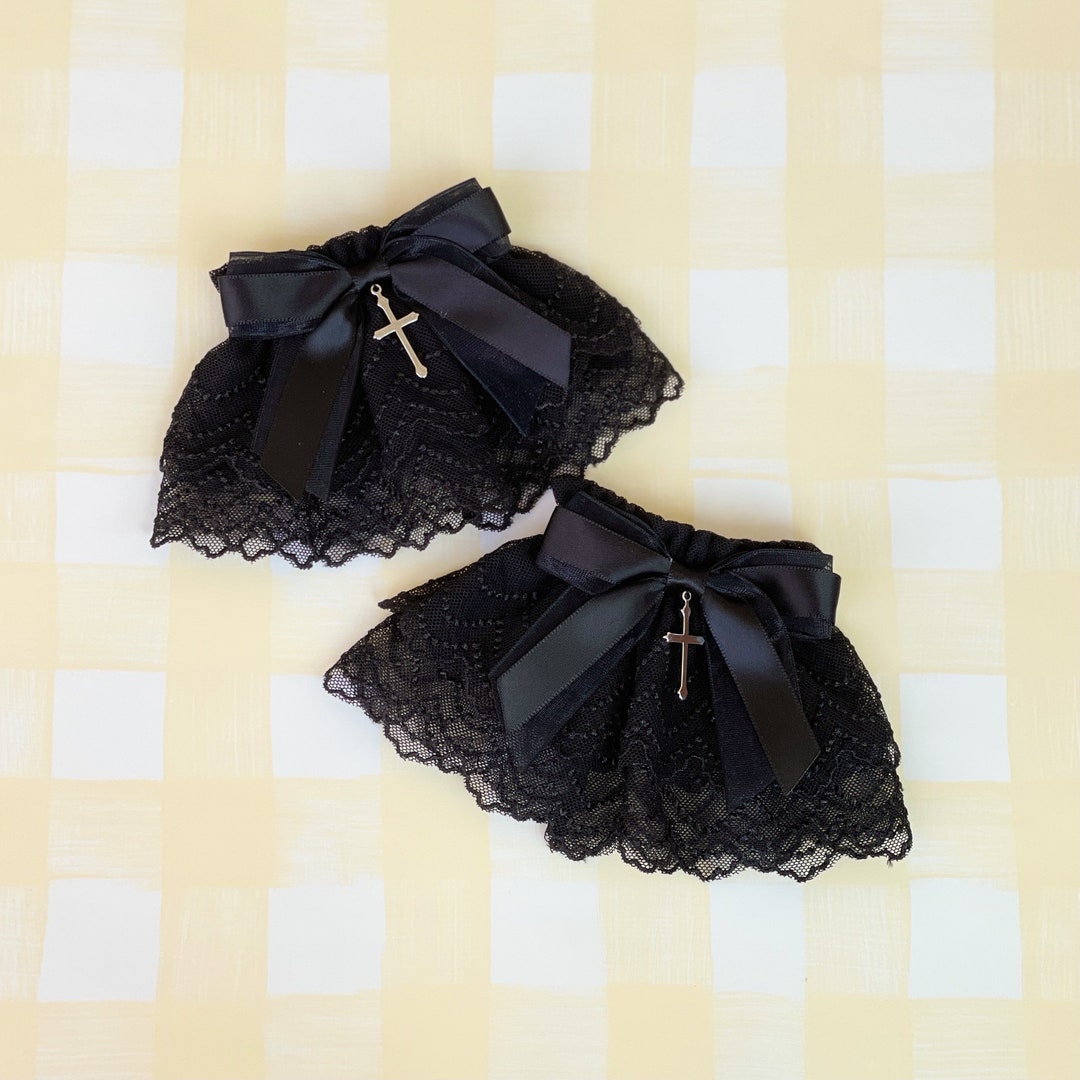 Gothic Lolita Lace Wrist Cuffs Black Tulle Lace Wrist Cuffs - Etsy
