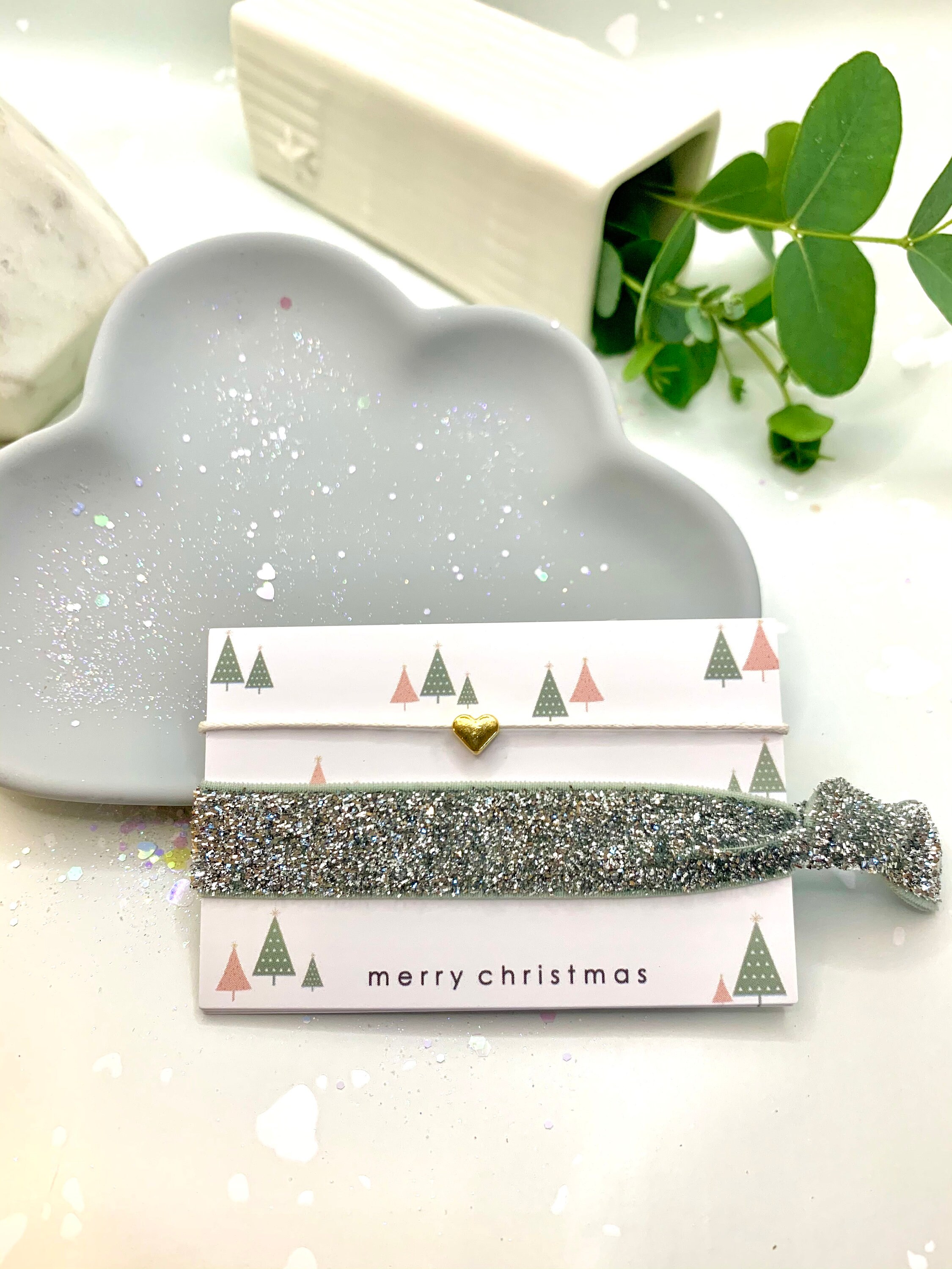 Christmas Bracelet and Hair Tie - Perfect Stocking Filler - Glitter ...