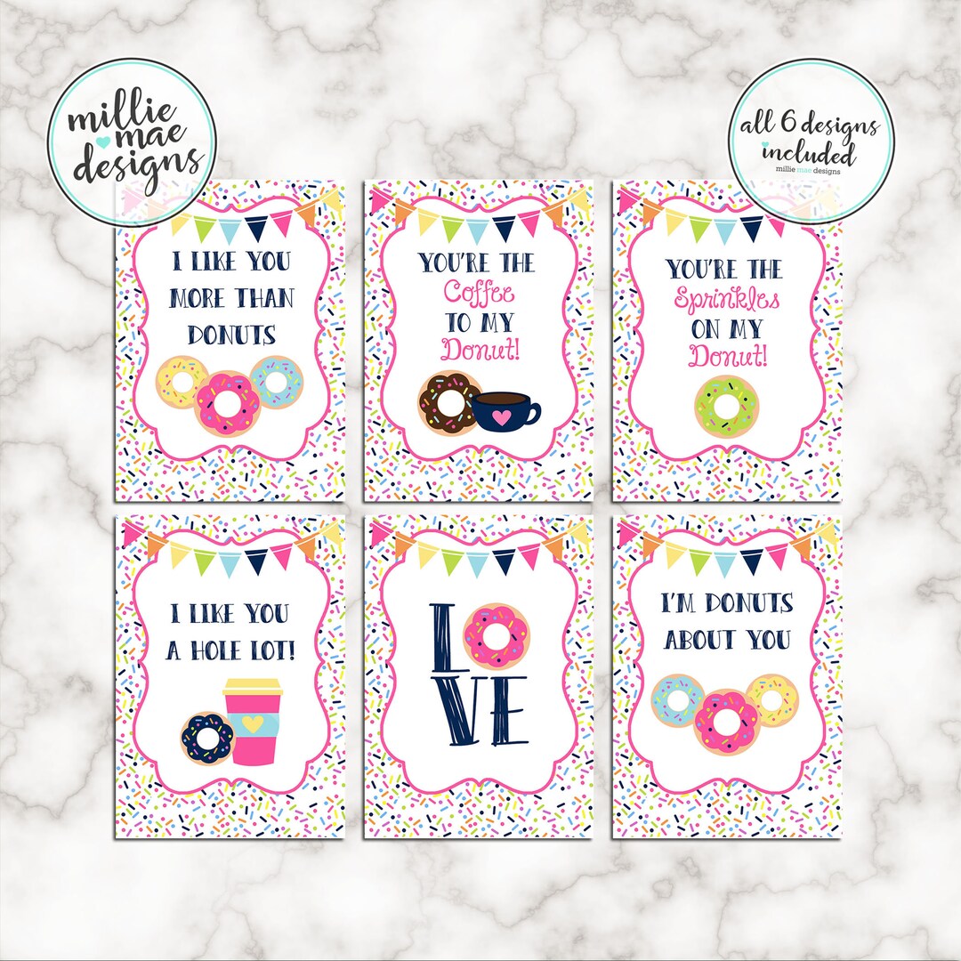 INSTANT DOWNLOAD Donut Kid's Valentine's Day Cards - Etsy