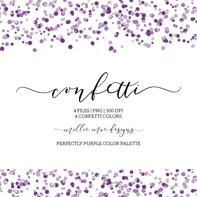 INSTANT DOWNLOAD Perfectly Purple Confetti Border Purple | Etsy