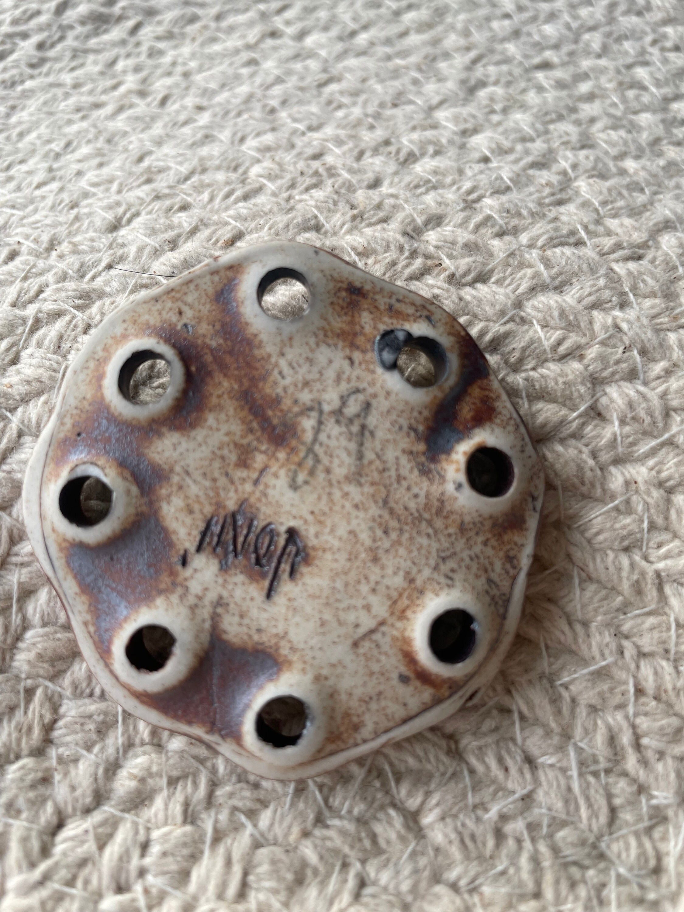 Vintage Macrame Flying Bird Pottery Bead, Handmade Pottery Bead, Disk ...