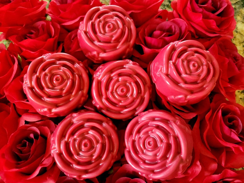 ROSE FLOWER Shaped Scented Goatmilk SOAP, Essential Oil Decorative ...