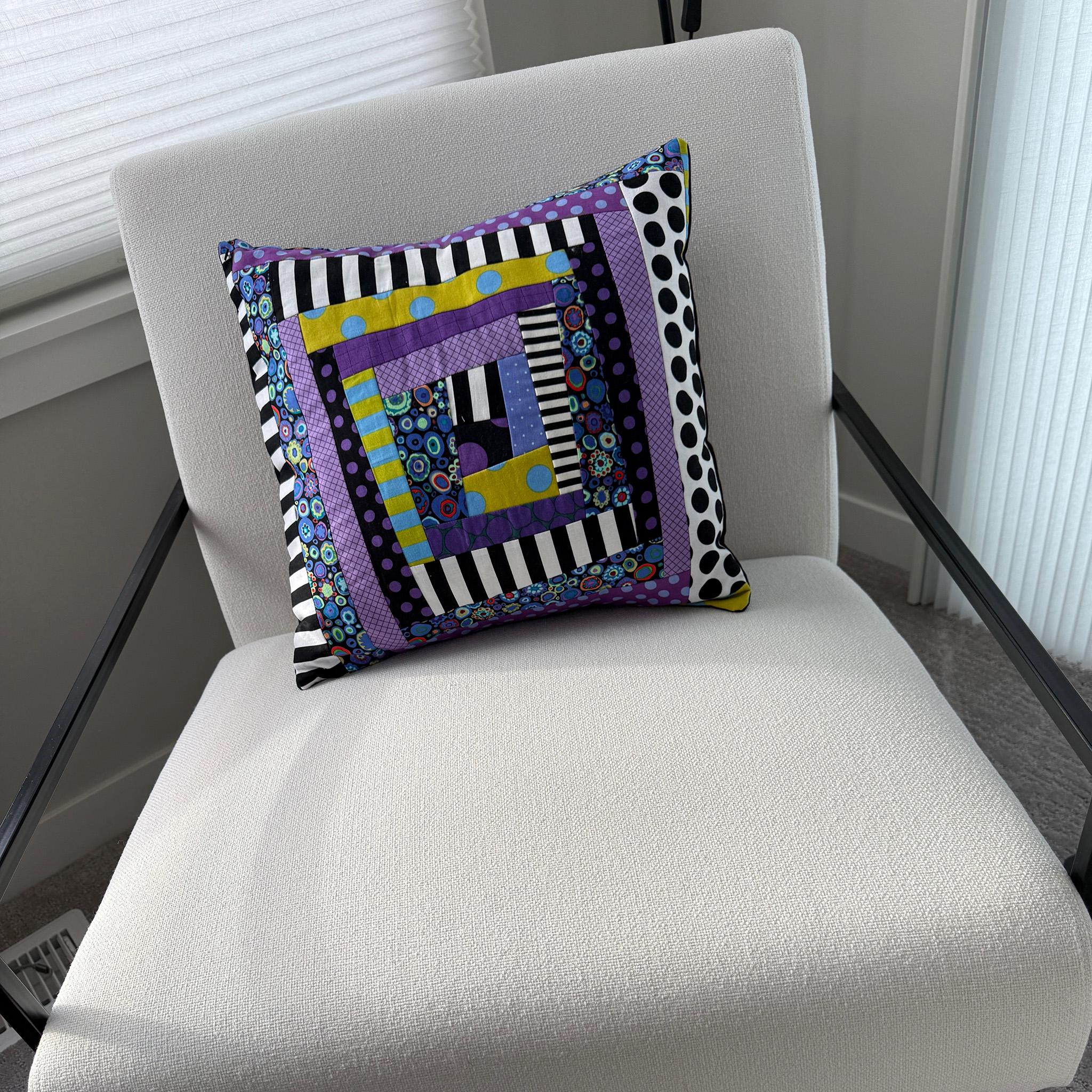 Handmade Patchwork Throw Pillow, Colorful Abstract Design - Etsy