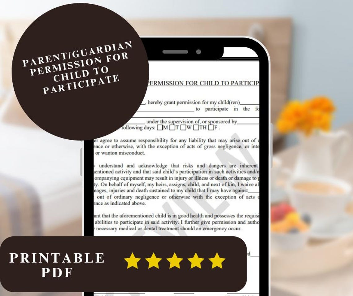 Parental Consent Form - Parent/guardian Permission for Child to ...
