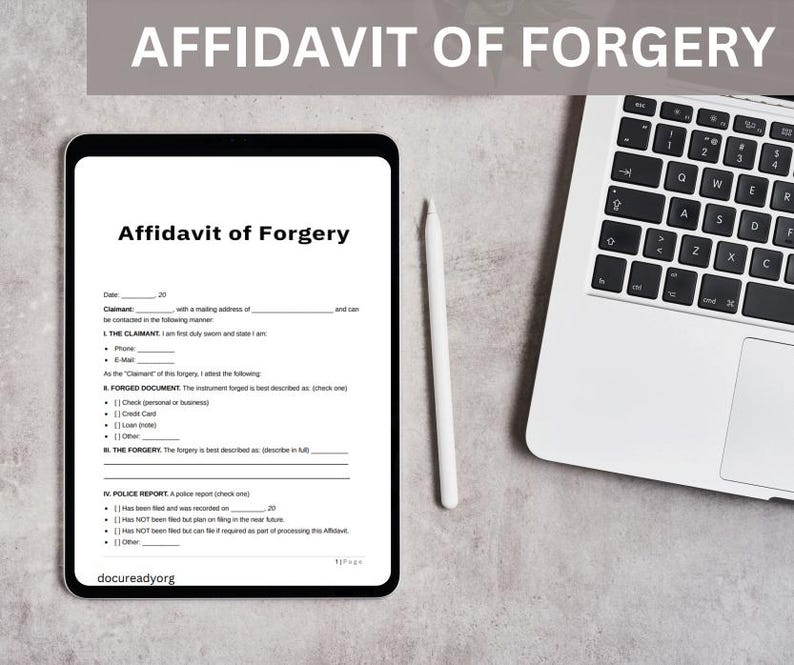 AFFIDAVIT of FORGERY FORM - Etsy