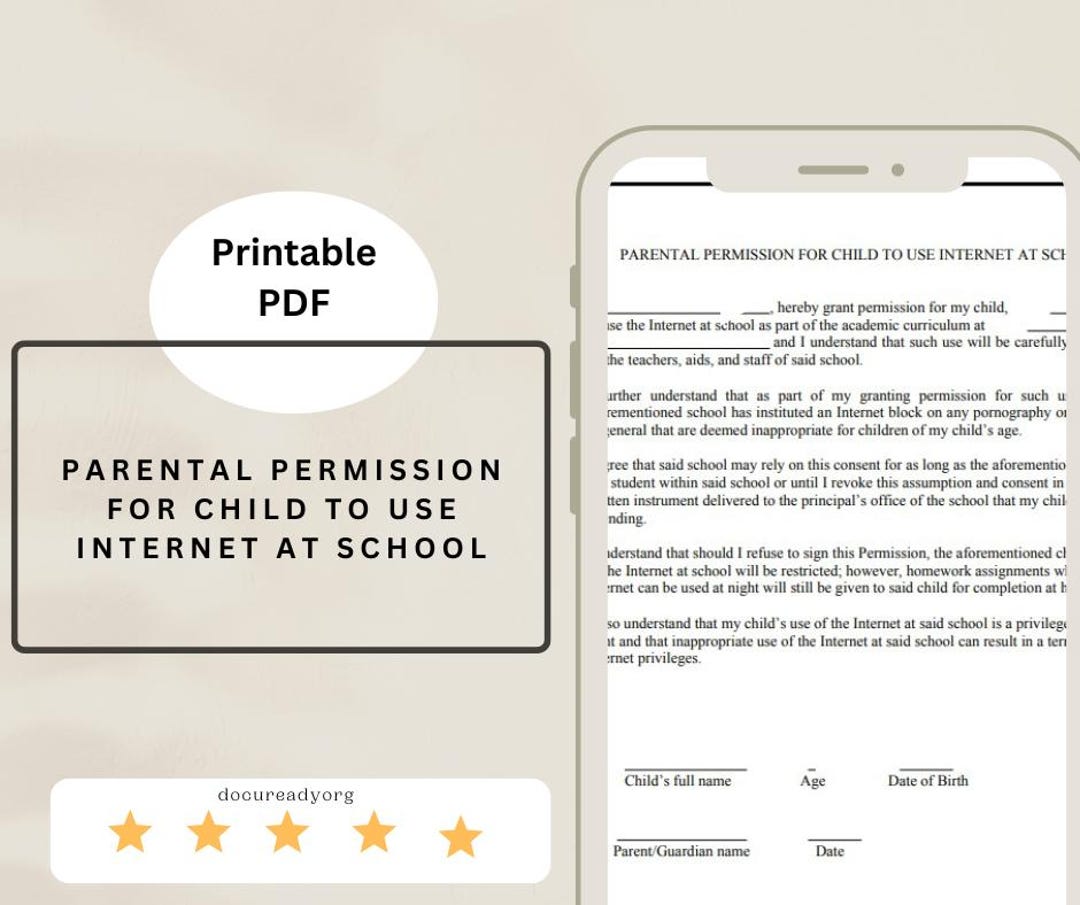 Parental Permission for Child to Use Internet at School - Etsy
