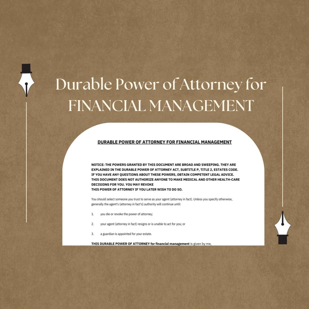 Durable Power of Attorney for FINANCIAL MANAGEMENT - Etsy