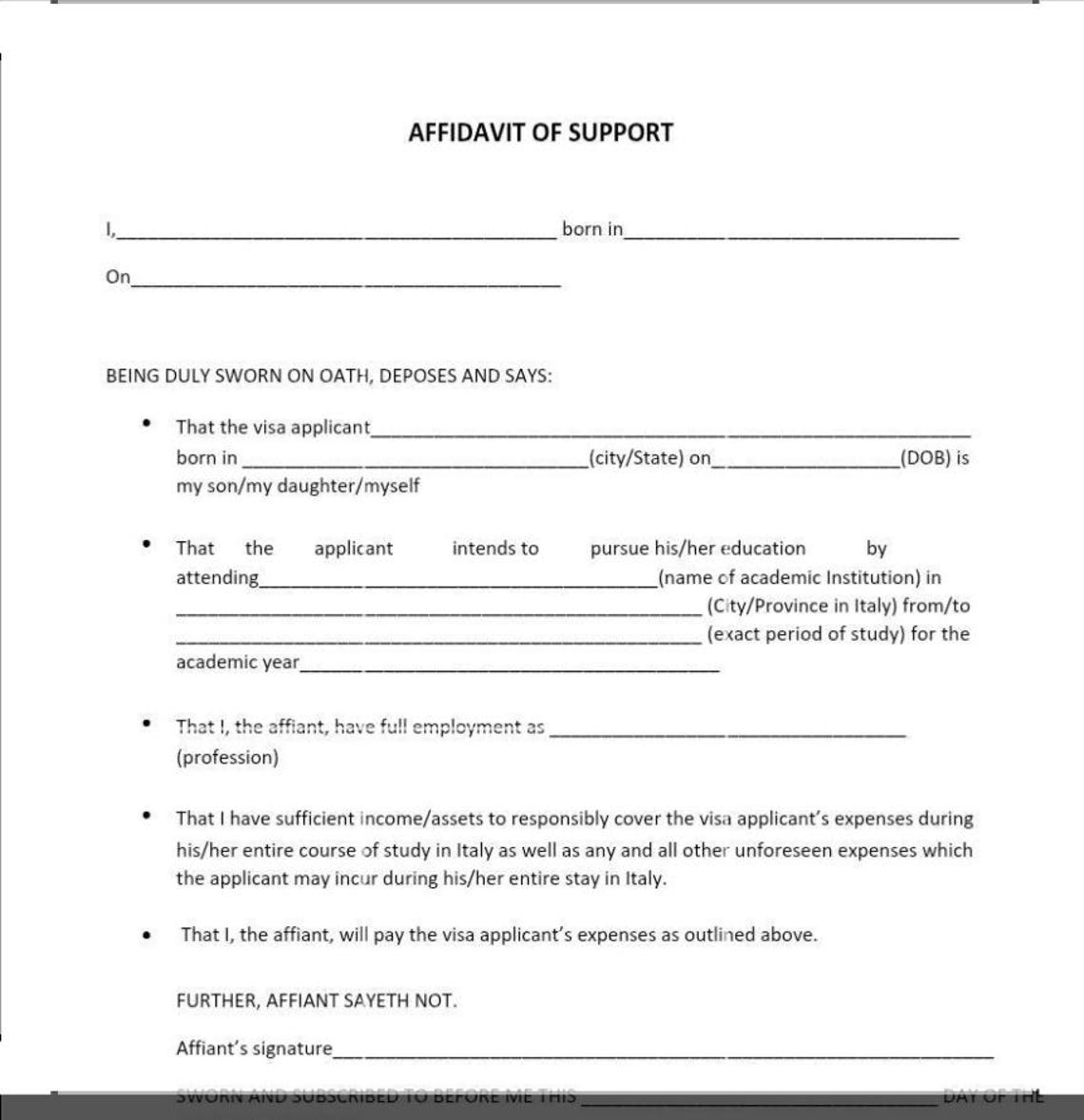 Affidavit of Support - Etsy