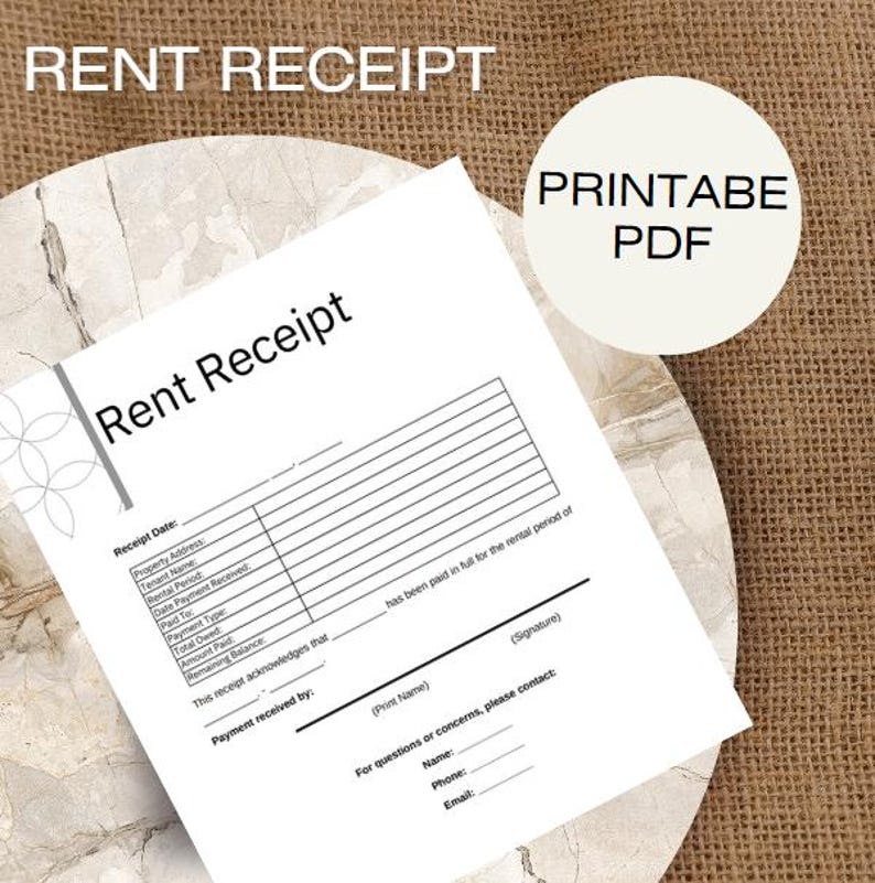 RENT RECEIPT FORM - Etsy