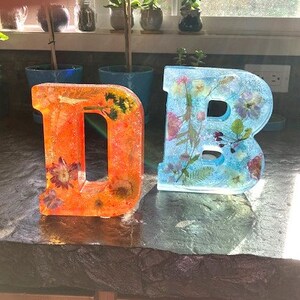 7 Tall Epoxy Resin Letter With Real Dried Flowers Lights Up - Etsy