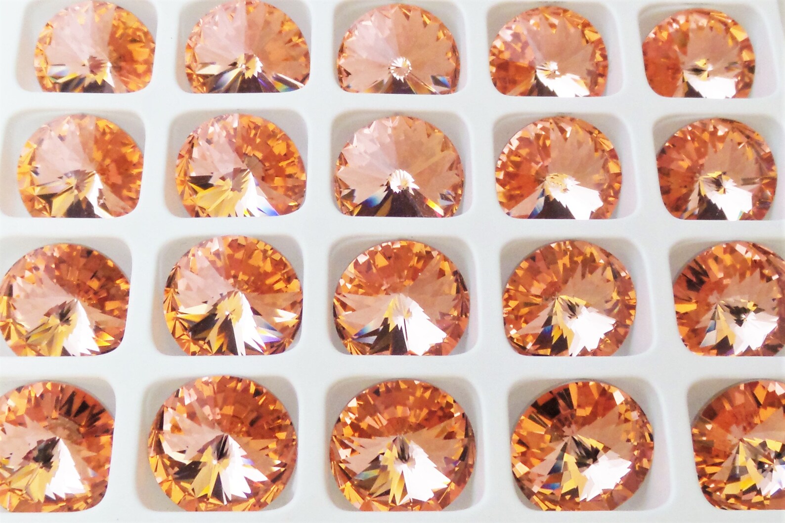 6, Crystal Apricot, 12mm, 1122, Preciosa, Lead Free, Foiled, Pointed ...