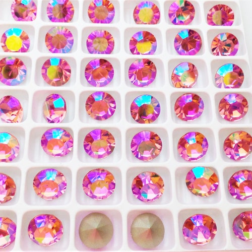 12 Rose AB Crystal Stone 8mm Ss39 Preciosa Foiled - Etsy