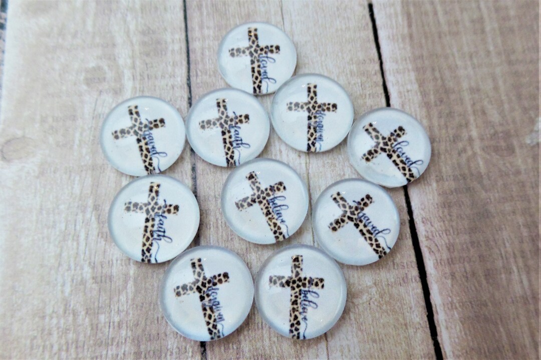 Cross, Photo Cabochons, 12mm, (1/2 In) Glass, Round, Animal Print ...