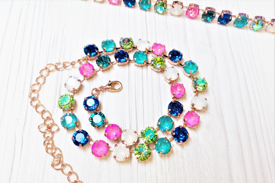 Fancy Girl, 8mm, Austrian Crystal, Necklace, Bridal, Multi Color ...