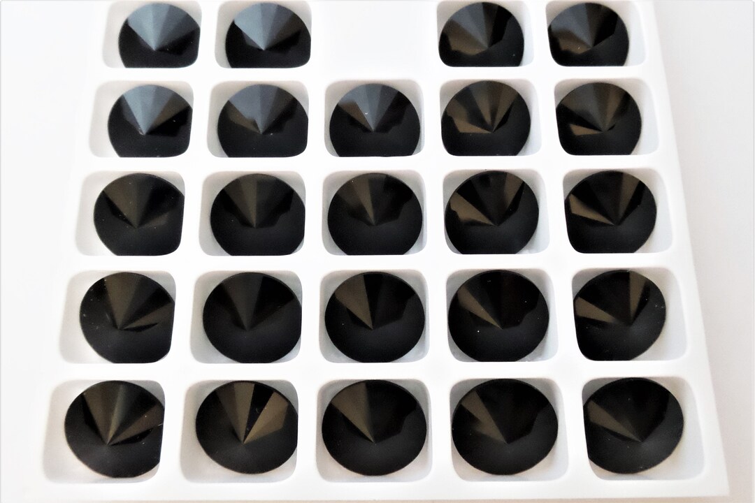 Six, Jet, 1122, 12mm, Lead Free, Unfoiled, Pointed Back Rivoli Crystal ...