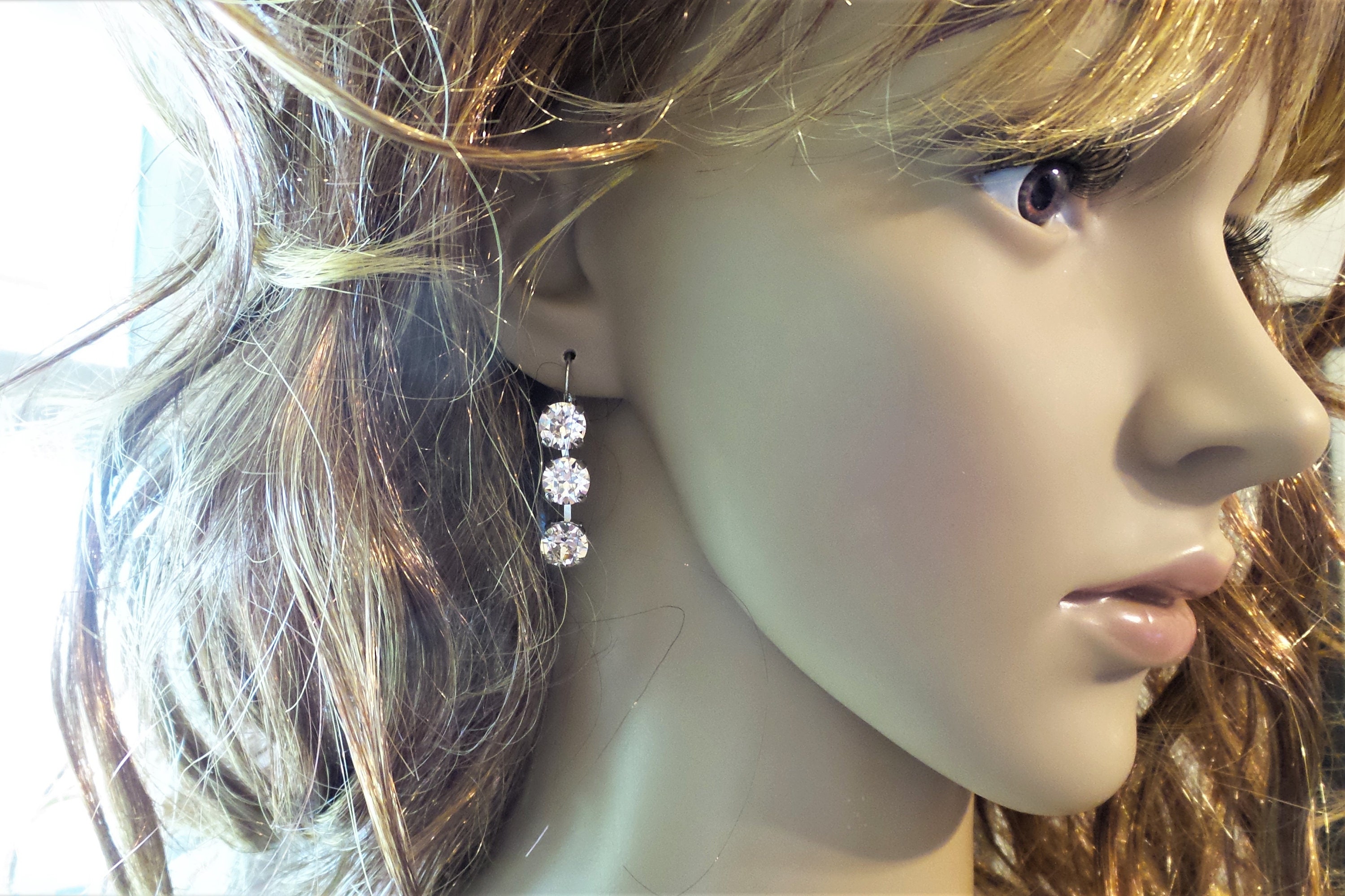 Cape Maycrystal 8mm Triple Stone Earrings Bridal Beach | Etsy