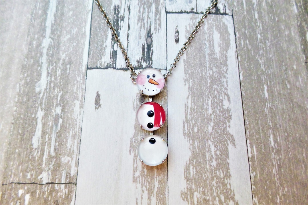 Snowman Pendant, Necklace, 12mm, Glass, Winter, Christmas, Jewelry ...